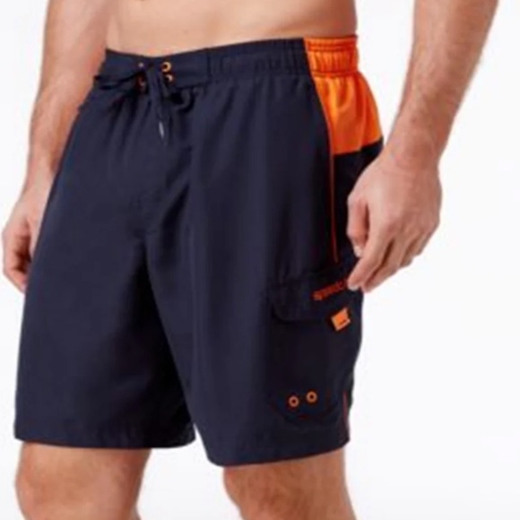 Speedo | Swim | Speedo Mens Sport Volley Swim Bottom Trunks Navy Orange ...